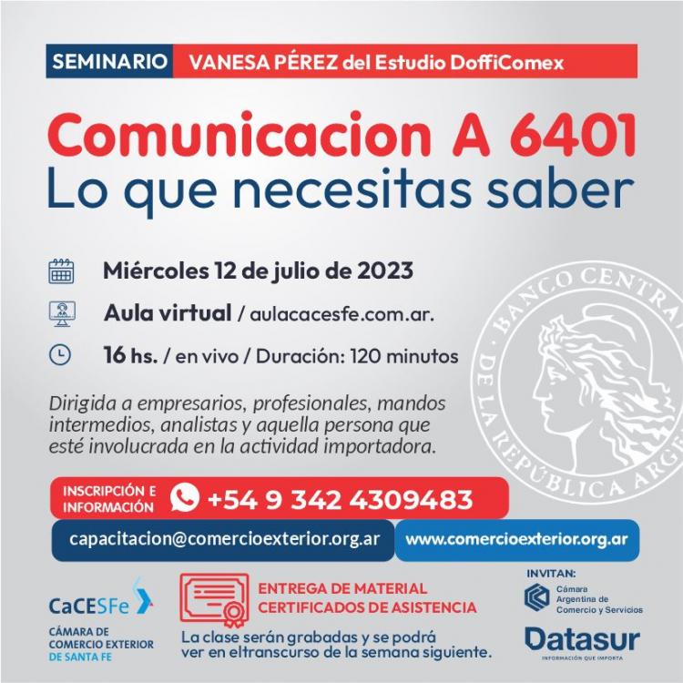 CAMARA DE COMERCIO EXTERIOR SANTA FE - Comunicacion A 6401, Todo lo que ...